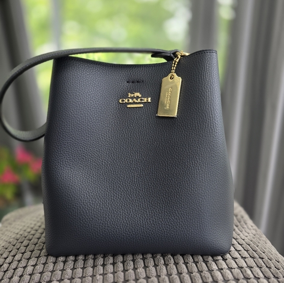 Coach | Bags | Coach Navy Blue Small Town Bucket Bag With Goldtone ...